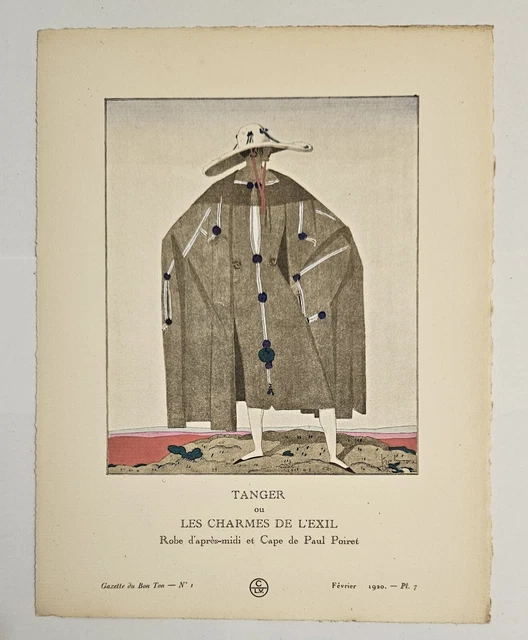 GEORGES LEPAPE ROBE de Paul Poiret Pochoir 1920 GAZETTE DU BON TON Art ...