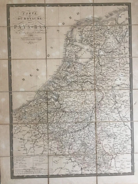 P302-RARE CARTE ancienne Carte du Royaume des Pays-Bas par Brué, 1821 ...