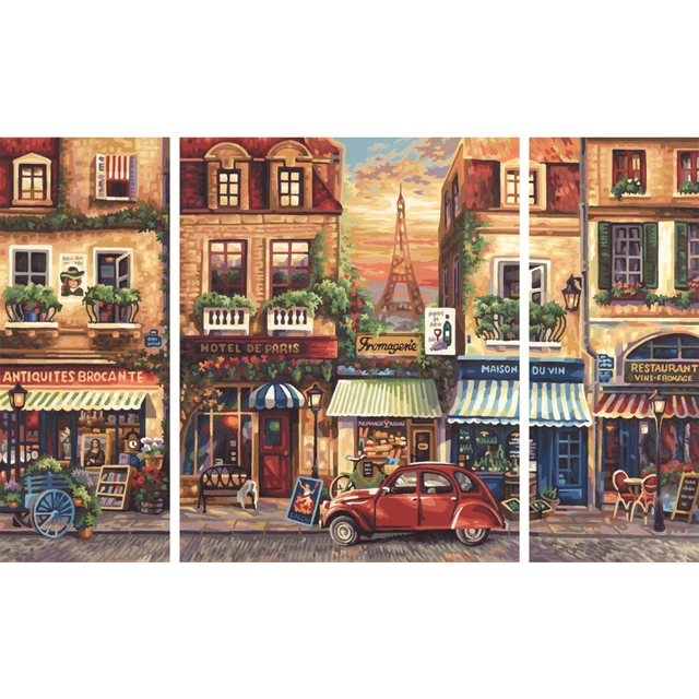 PARIS NOSTALGIE MALEN nach Zahlen Schipper 80 x 50 cm Triptychon Stadtlandschaft EUR 55,98 ...