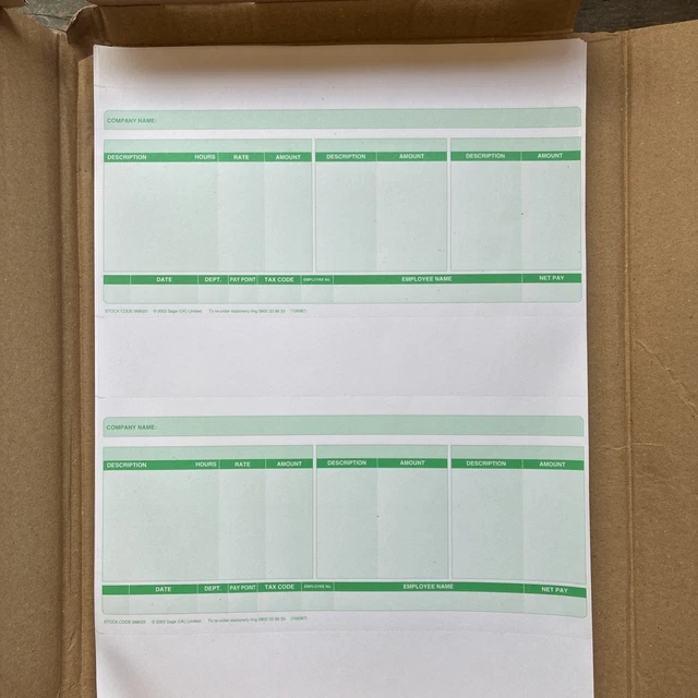 SAGE LASER PAYSLIPS Pack 75 £2.77 - PicClick UK