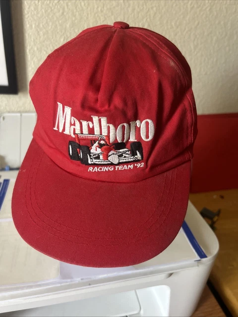 VINTAGE MARLBORO RACING Team '92 Snapback Hat Red Trucker Cap Race 1992 ...