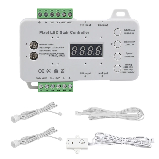 PIXEL STAIR LIGHTING Controller 4 Working Modes Selectable PIR Motion ...