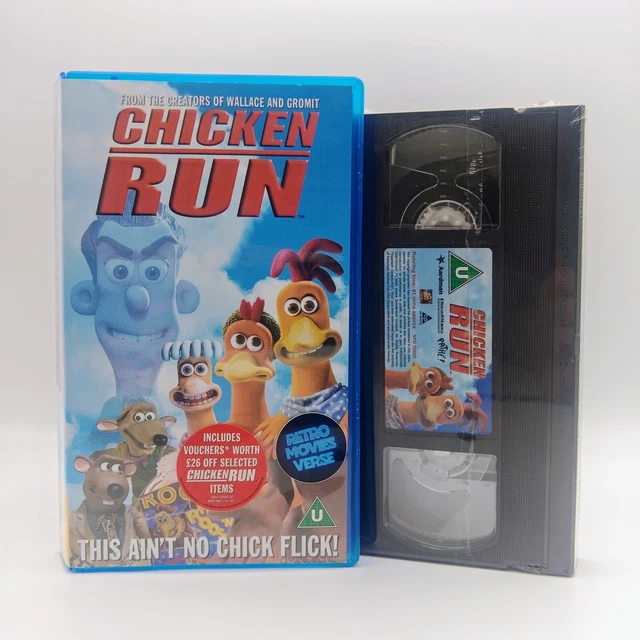 CHICKEN RUN VHS New and Sealed Video Tape Mel Gibson Blue Case, Insert ...