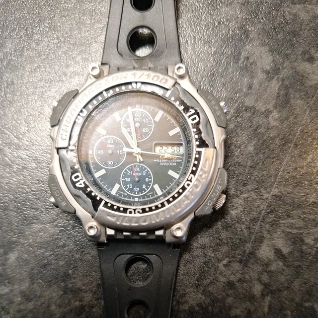 MENS VINTAGE CASIO Illuminator / Chronograph 1/100 MDA-100 Watch £9.00 ...