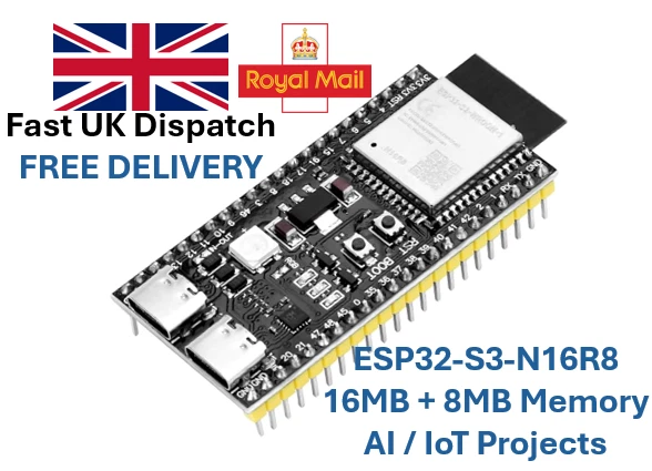 ESP32-S3-N16R8 DUAL-CORE DEV Board – 16MB Flash 8MB PSRAM WiFi BT5 AI ...