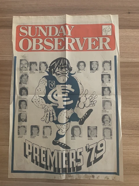 CARLTON 1979 - Original Poster “Sunday Observer” Premiers Poster. Rare ...