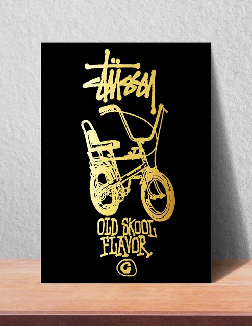 LARGE RARE STUSSY Shop Display Sign **Printed On Thick Gold Mirrored ...