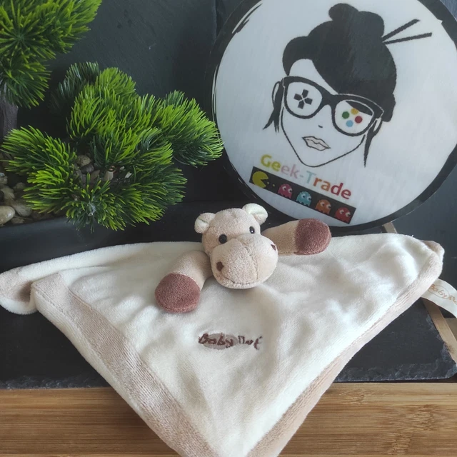 DOUDOU PLAT CARRÉ hippopotame mon doudou Calin Baby Nat Beige Blanc ...