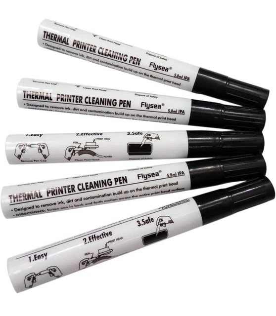 5 X THERMAL Print Head Cleaning Pen & 2 Cleaning Swabs For Receipt ...