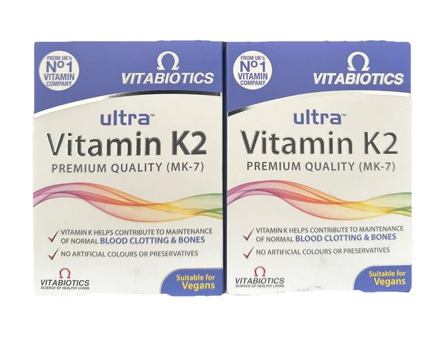 2 XVITABIOTICS ULTRA Vitamin K2 Premium Quality (MK-7)60 X 2=120Tablets ...