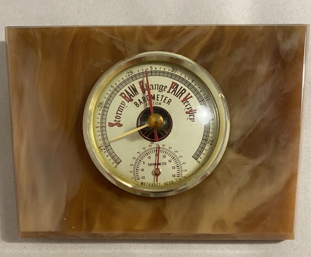VINTAGE MCM LUCITE Faux Marble Wall Hung Barometer/Thermometer £15.99 ...