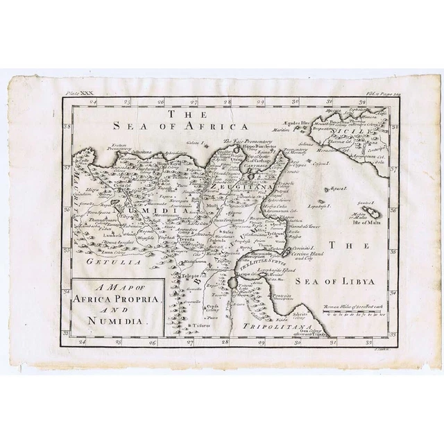 NORD AFRICA AFRICA Propria & Numidia mappa antica 1729 EUR 23,94 ...