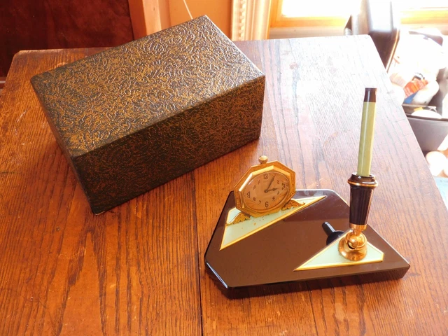 PARKER-EARLY 1920S FOUNTAIN Pen Base With Watch-Original Box £314.17 ...