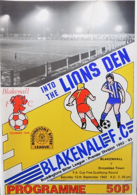 BLAKENHALL V DROYLSDEN Town 12/9/1992 Fa Cup - 1St Qualifying Round #Mint# £1.99 - PicClick UK