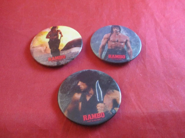 RAMBO FIRST BLOOD Part II Sylvester Stallone 3 Pin Movie Promotional ...