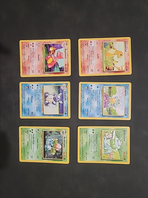 6 CARTES POKÉMON Wizard Set de Base Starters (Salameche, Carapuce ...