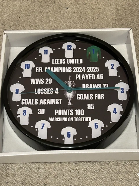 CLASSIC CHAMPIONS CLOCK Collection Leeds United 2025 Quartz Wall Clock ...