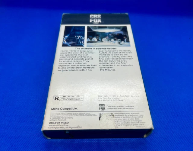 ALIEN (VHS, 1984) CBS Fox Sci-Fi Horror Ridley Scott $15.96 - PicClick CA