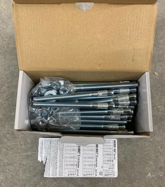 SIMPSON STRONG TIE Strong-Bolt 2 Wedge Anchor! Concrete Bolt, 3/8 x 5 ...