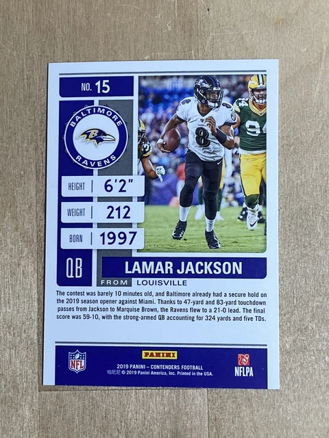 HOT 2019 BALTIMORE Ravens NFL MVP Lamar Jackson Panini Contenders EUR 0 ... HOT 2019 BALTIMORE Ravens NFL MVP Lamar Jackson Panini Contenders EUR 0 ...