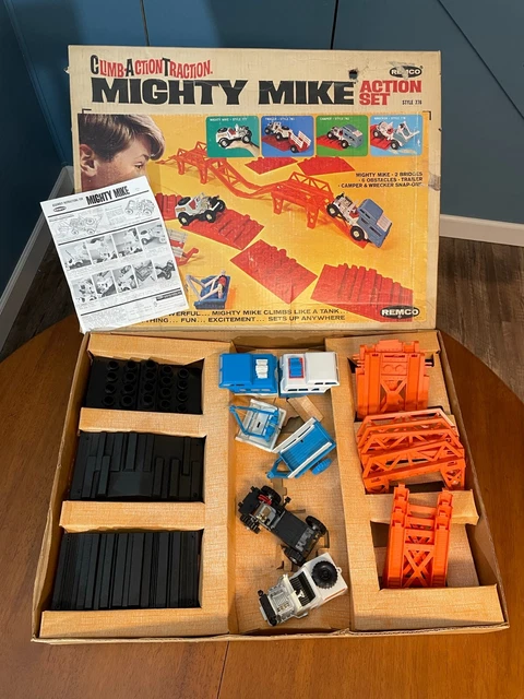 REMCO MIGHTY MIKE Jeep Action Set. 1960s. With Bridges. Works! Orig Box ...