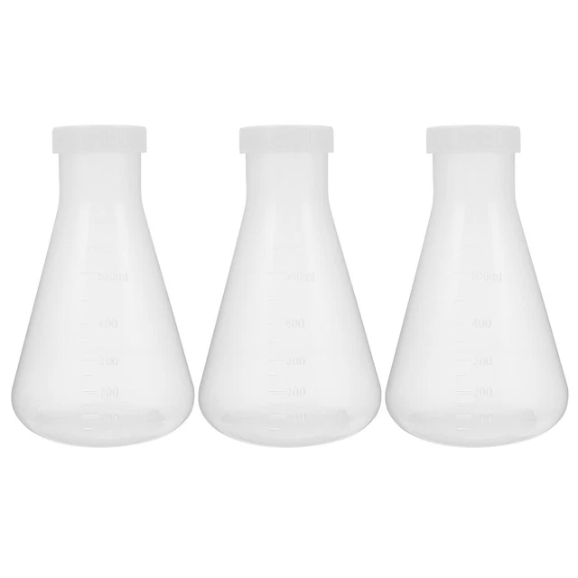 3 PCS PLASTIC Flask Conical Experiment Liquid Sample Laboratory ...