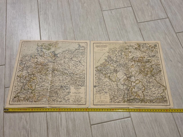 MAPPE STATI TEDESCHI e Germania Occidentale cartine antiche storiche d ...