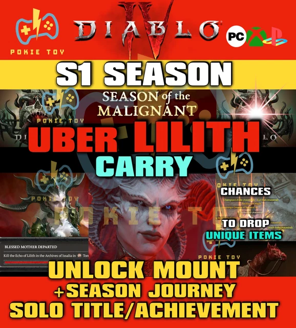 DIABLO 4 ECHO Of Lilith (Uber Lilith Lv100) Titre Seul Saison Transport ...