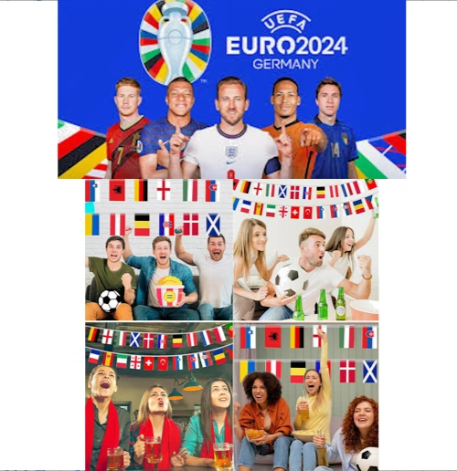 EUROPEAN FOOTBALL UEFA Euro 2024 Fabric Flags Bunting All 24 Nations ...