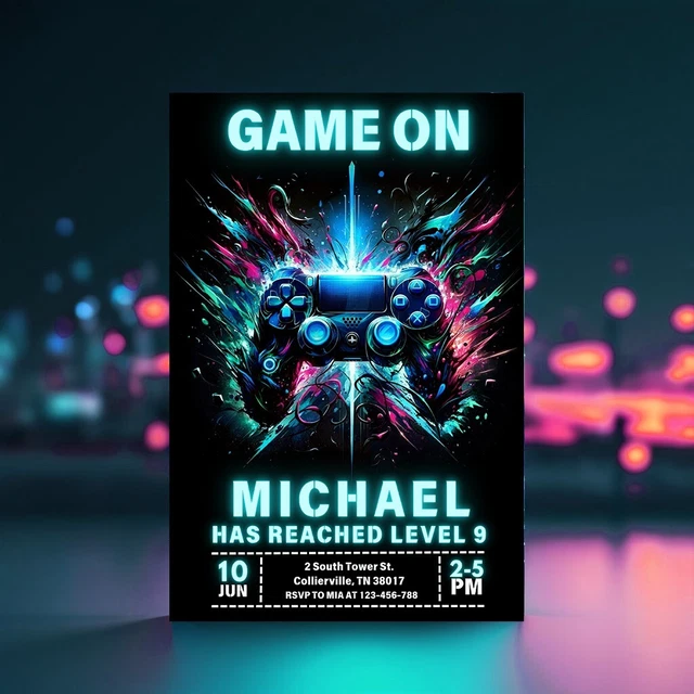 EDITABLE GAME CONTROLLER Level Up Party Invitation Template, Instant ...