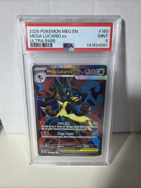 2025 POKÉMON ME01 Mega Evolution Mega Lucario ex 160/132 PSA 9 Ultra ...