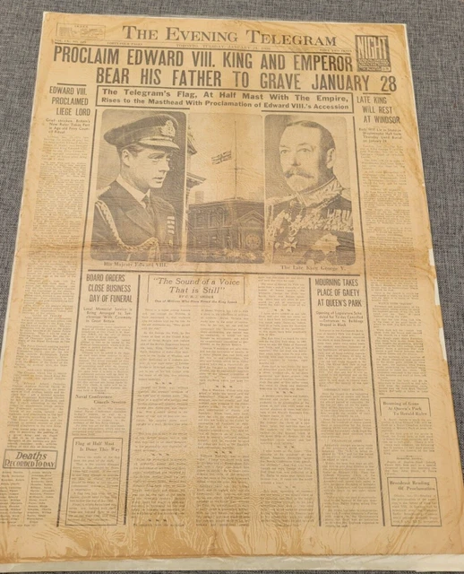 PERIÓDICO THE NIGHT Telegram King Edward Viii Proclamation 21 De Enero ...