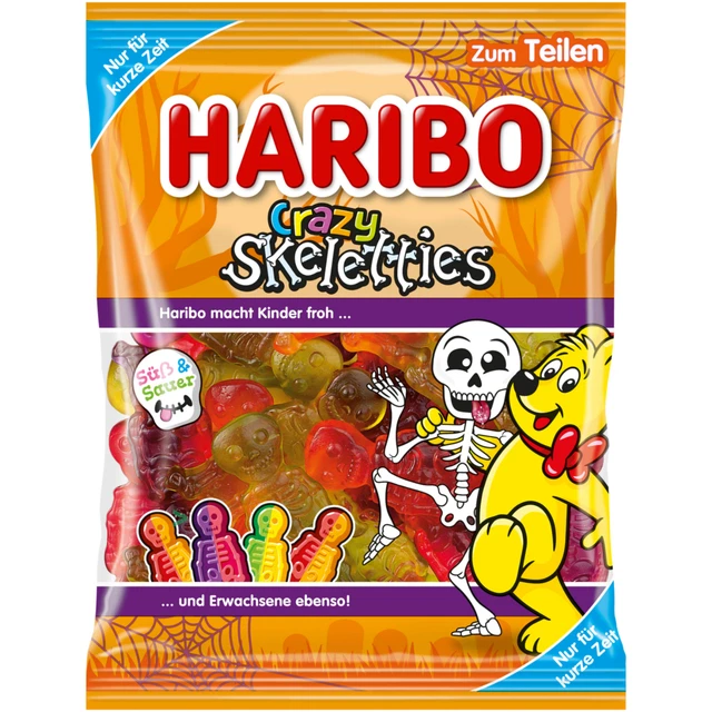 HARIBO CRAZY SKELETTIES Süß und Sauer Fruchtgummi 6er Pack 6x160g ...
