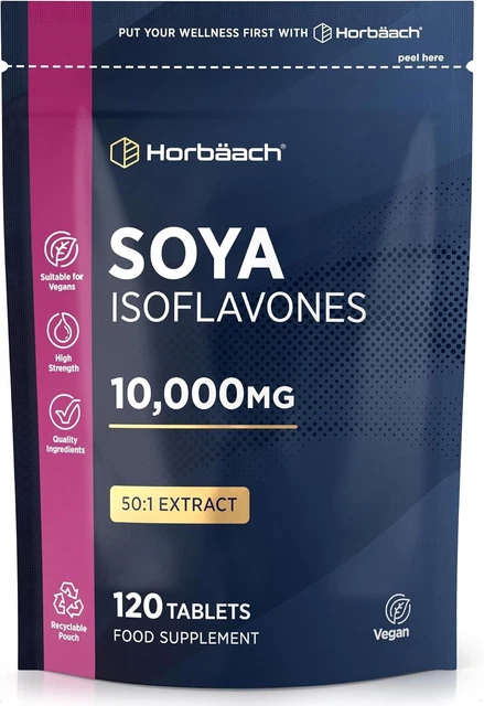 SOYA ISOFLAVONES 10,000MG 120 Vegan Tablets High Strength SOYA Bean ...