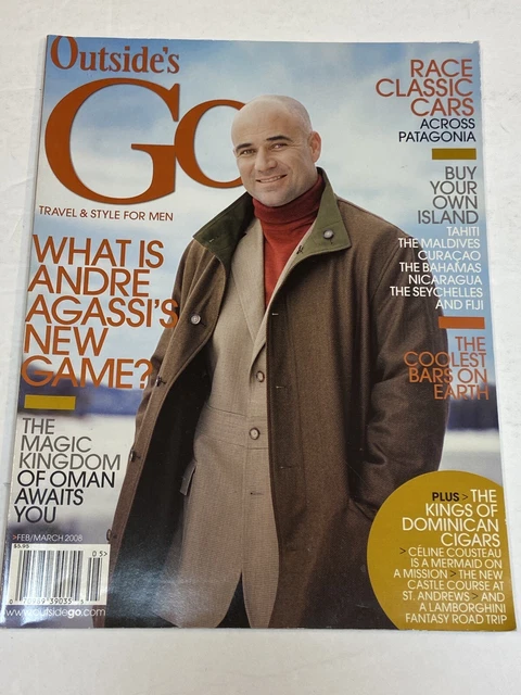 OUTSIDE'S GO MAGAZINE Feb March 2008 Andre Agassi Oman Patagonia Celine ...