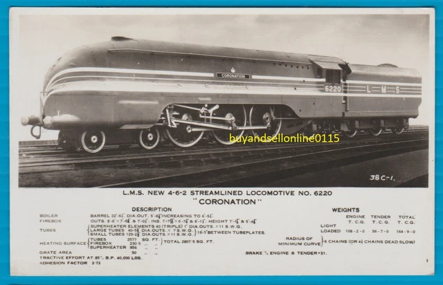 RAILWAY POSTCARD. LMS CORONATION CLASS STEAM LOCOMOTIVE "CORONATION ...