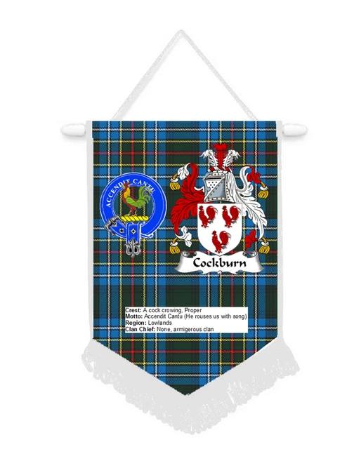 COCKBURN SCOTTISH CLAN Car / Wall Pennant With White Border Great ...