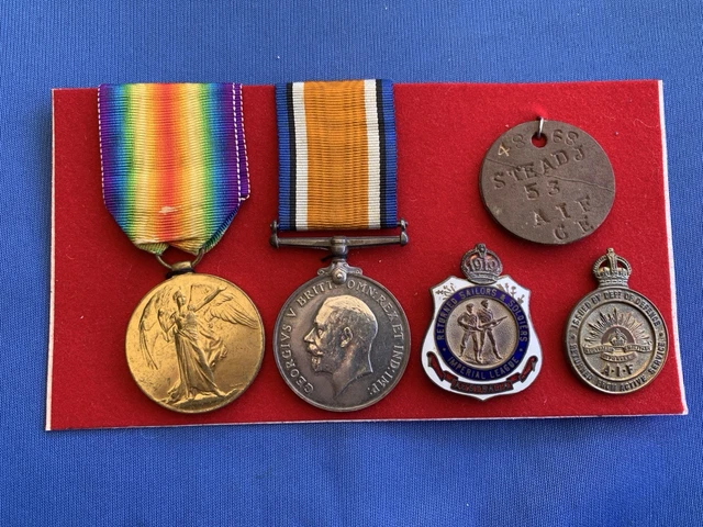WW1 AUSTRALIA MEDAL Group 53 Bn AIF With Dog Tag RSL & RAS Badges ...