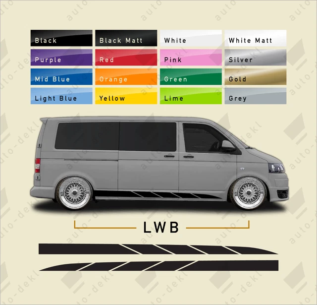 FITS VW T5 T6 Transporter LWB - Side Stripe Vinyl Decal Campervan ...