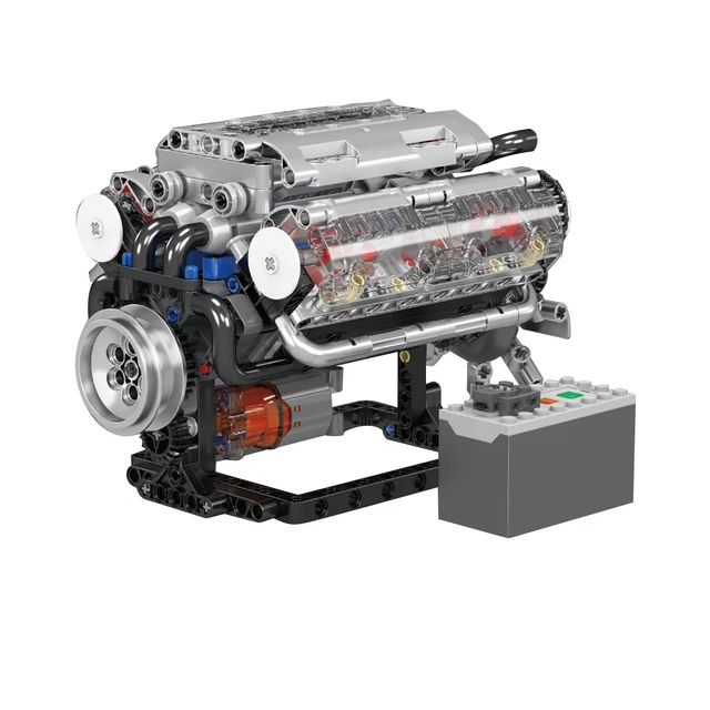 ABS VISIBLE V8 Engine Motor Engineering Model Stacking Blocks Gift ...