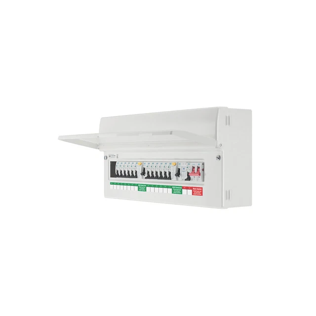 BRITISH GENERAL CONSUMER Unit Fuse Box 12 Way Populated High Integrity ...