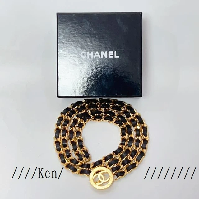 CHANEL BELT AUTH Coco Chain Rare Vintage Gold Pendant Necklace 53 ...