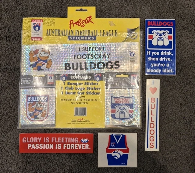 1980S/90S VFL FOOTSCRAY Western Bulldogs Stickers & Bookmark Lot AFL ...