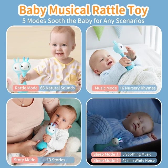 ALILO SMARTY BUNNY Baby Musical Rattle Toys for Infant 0-6-12-24 Months ...