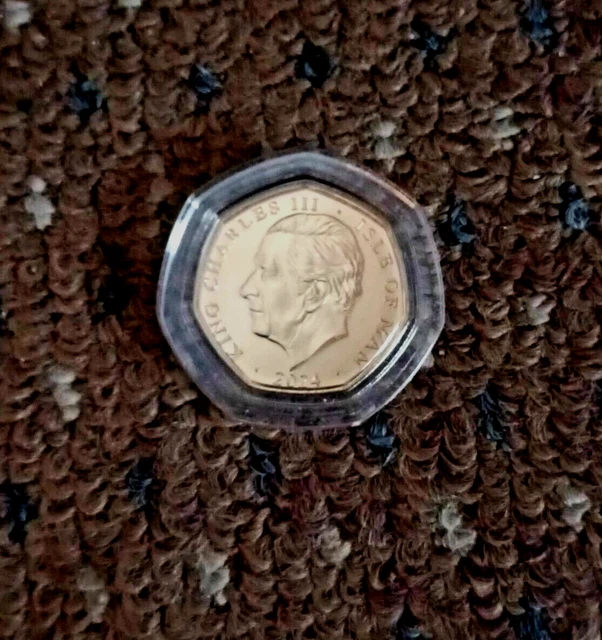 NORMANDY LANDINGS D Day Gold Plated 50p 2024 BU King Charles Isle of ...