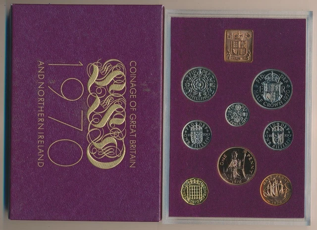 GREAT BRITAIN 1970 Predecimal Last £sd ½d-½ Crown 8-Coin Commemorative ...