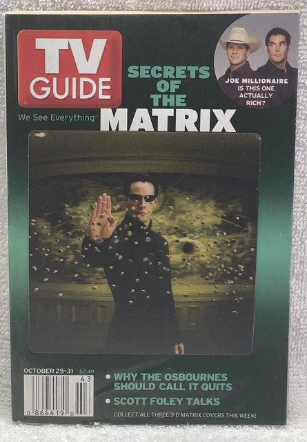 KEANU REEVES, THE Matrix - TV Guide Magazine 2003 (copertina 3D) EUR 4 ...