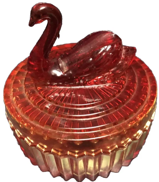 SWAN 1950’S Vanity Dusting PowderBox red to orange $19.50 - PicClick