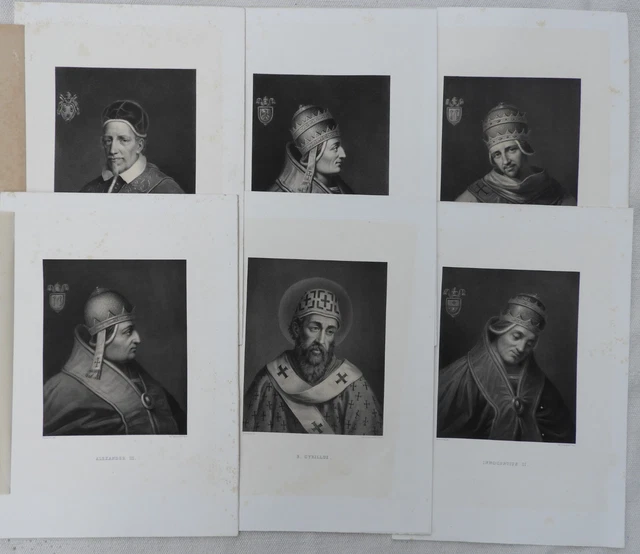 LOT X6 GRAVURES anciennes XIXème - Portraits de papes (31x44.5 ...