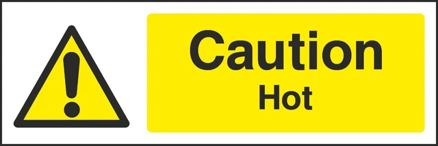 CAUTION HOT SIGN Sticker Caution Warning Hazard Alert [V6WGEN0009] £3. ...